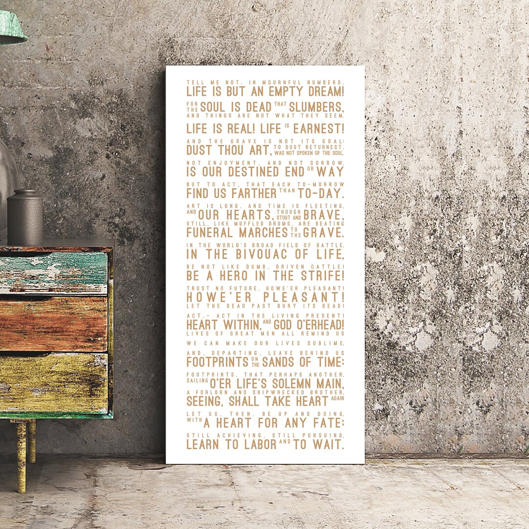 A PSALM OF LIFE Print | Henry Wadsworth Longfellow Poem, Inspirational ...