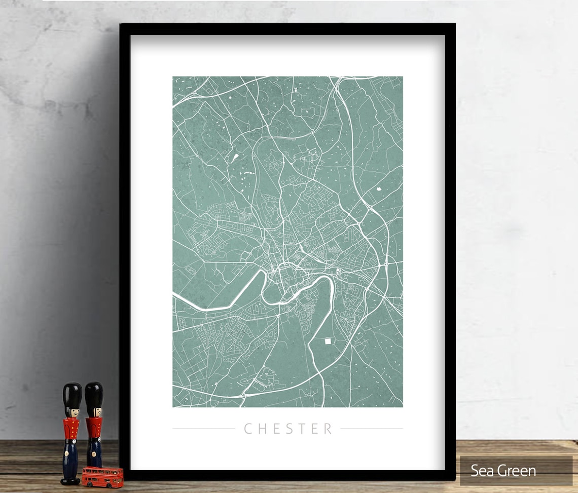 Chester Map City Street Map of Chester England Art Print | Etsy UK