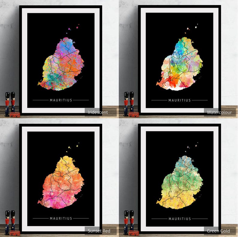 Mauritius Map Island Map of Mauritius Art Print Watercolor | Etsy