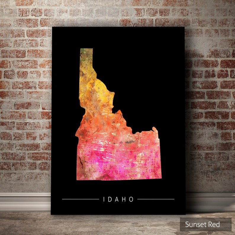 Idaho Map State Map of Idaho Art Print Watercolor - Etsy