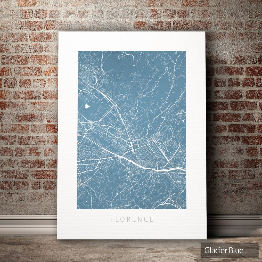 Florence Map - City Street Map of Florence Italy - Art Print Watercolor ...