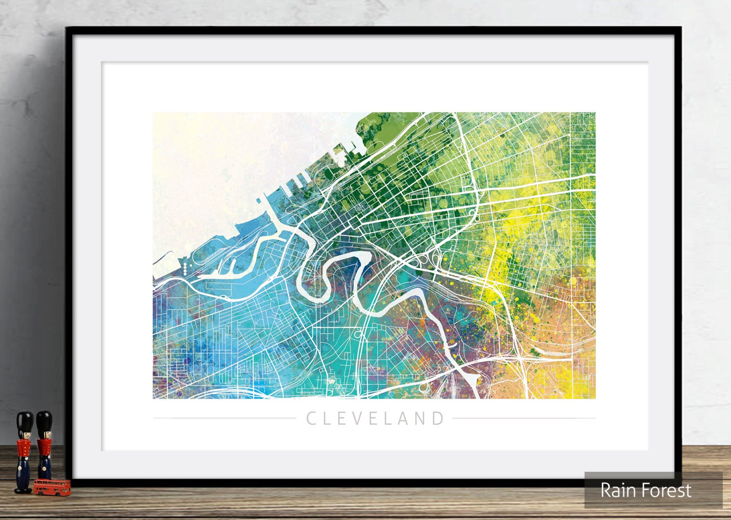 Cleveland Map - City Street Map of Cleveland, Ohio - Art Print ...