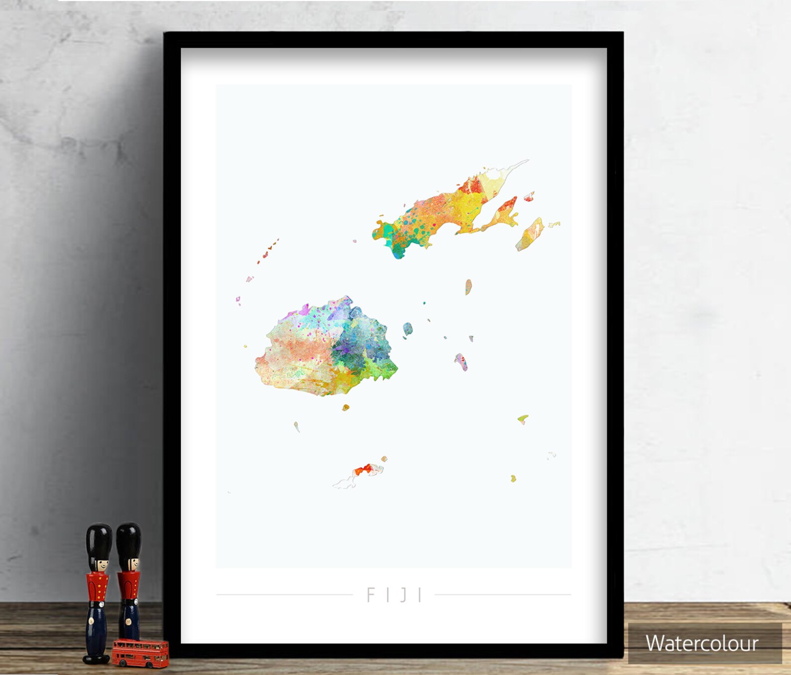 Fiji Map Country Map of Fiji Art Print Watercolor - Etsy