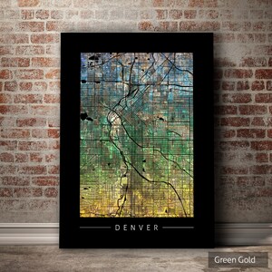 Denver Map City Street Map of Denver Colorado Art Print Watercolor ...