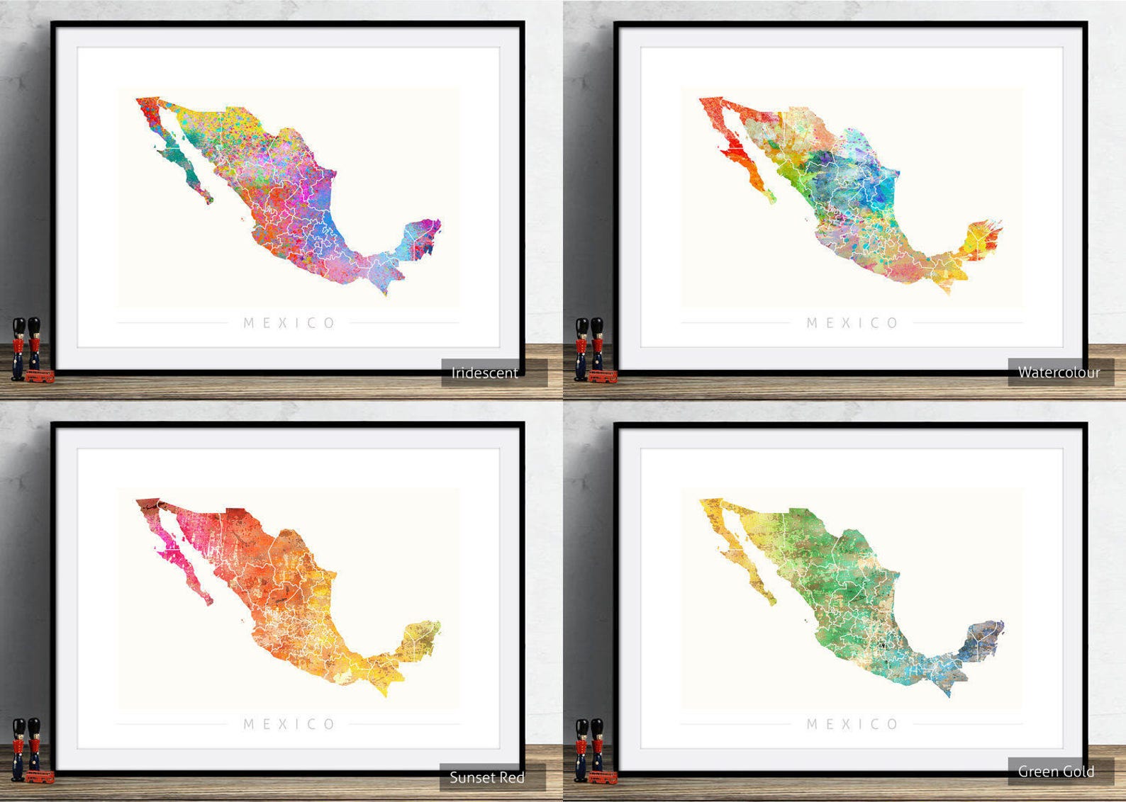 Mexico Map - Country Map of the Mexico - Art Print Watercolor ...