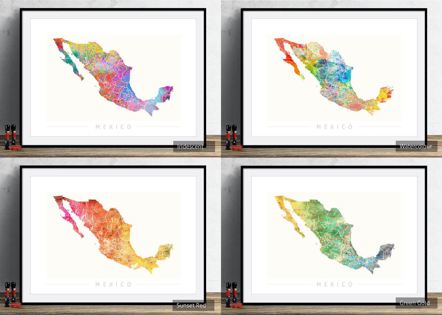 Mexico Map - Country Map of the Mexico - Art Print Watercolor ...