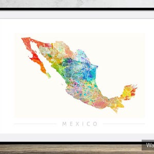 Mexico Map - Country Map of the Mexico - Art Print Watercolor ...