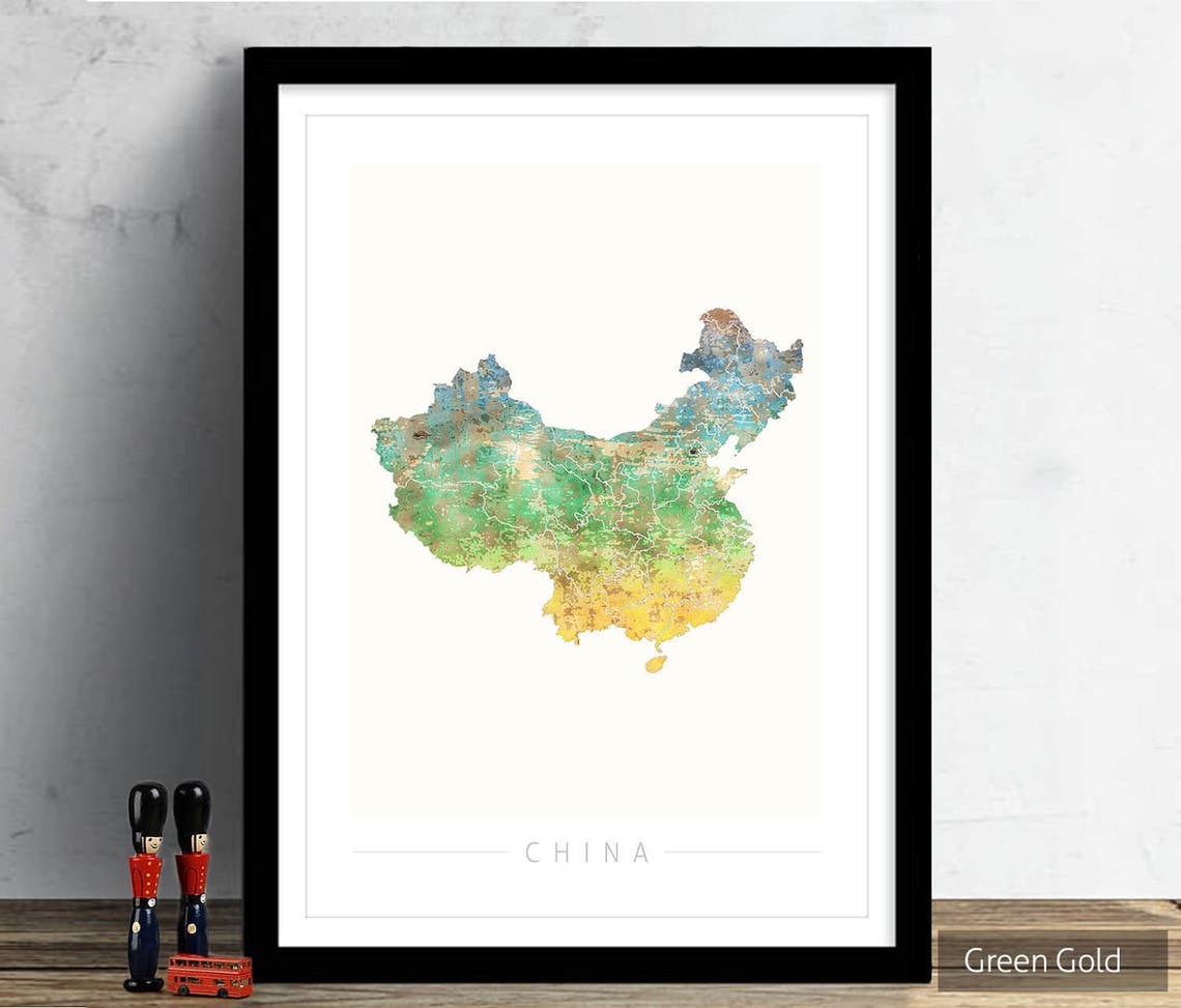 China Map Country Map of China Art Print Watercolor - Etsy