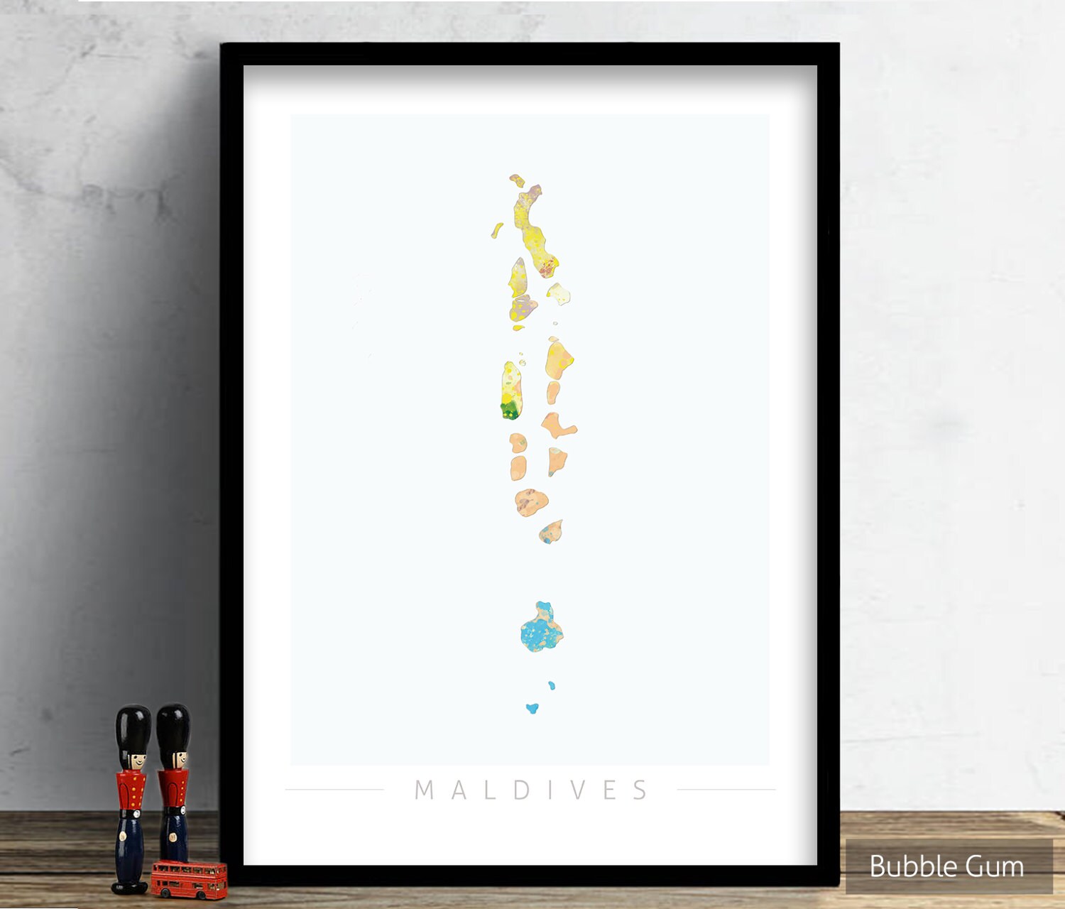 Maldives Map Country Map of Maldives Art Print Watercolor - Etsy UK