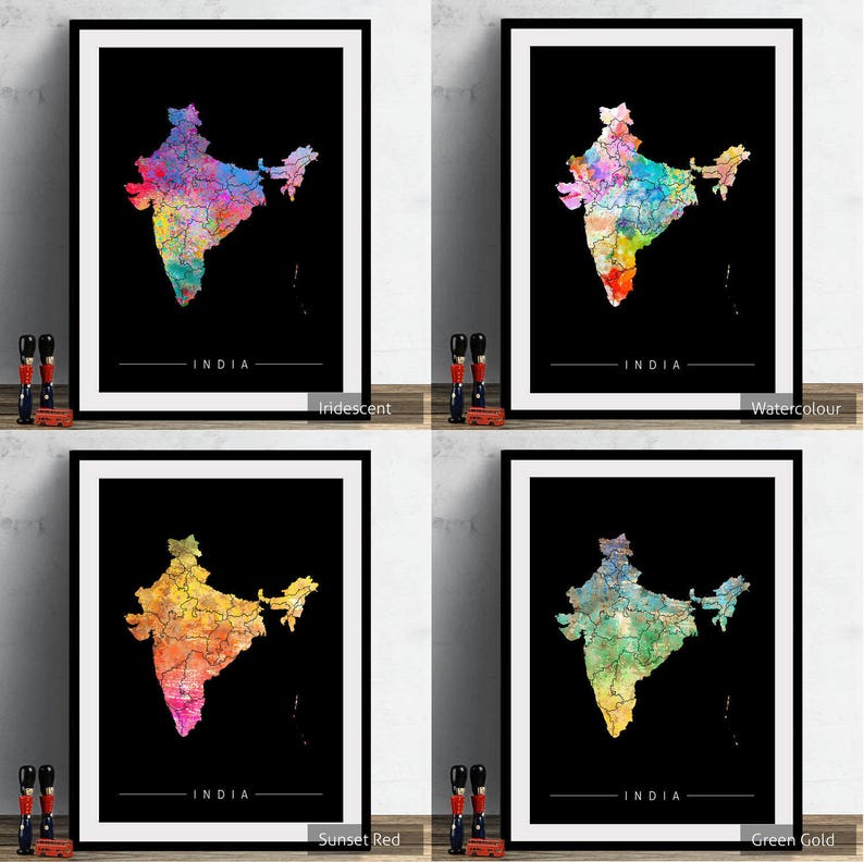 India Map Country Map of India Art Print Watercolor - Etsy