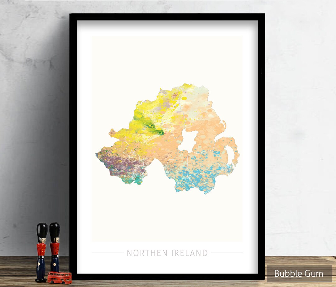 Northern Ireland Map - Country Map of Northern Ireland - Art Print ...