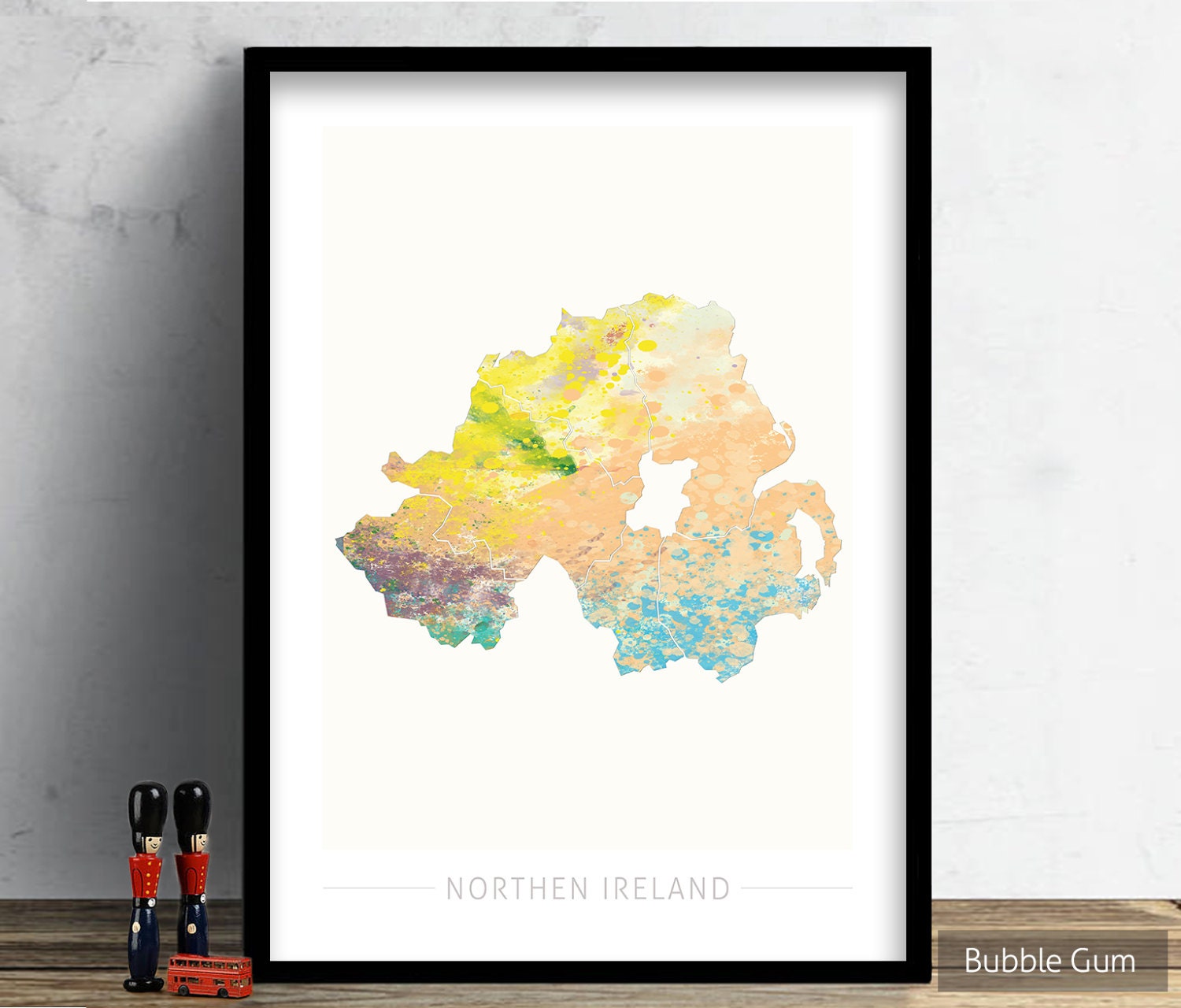 Northern Ireland Map Country Map of Northern Ireland Art | Etsy