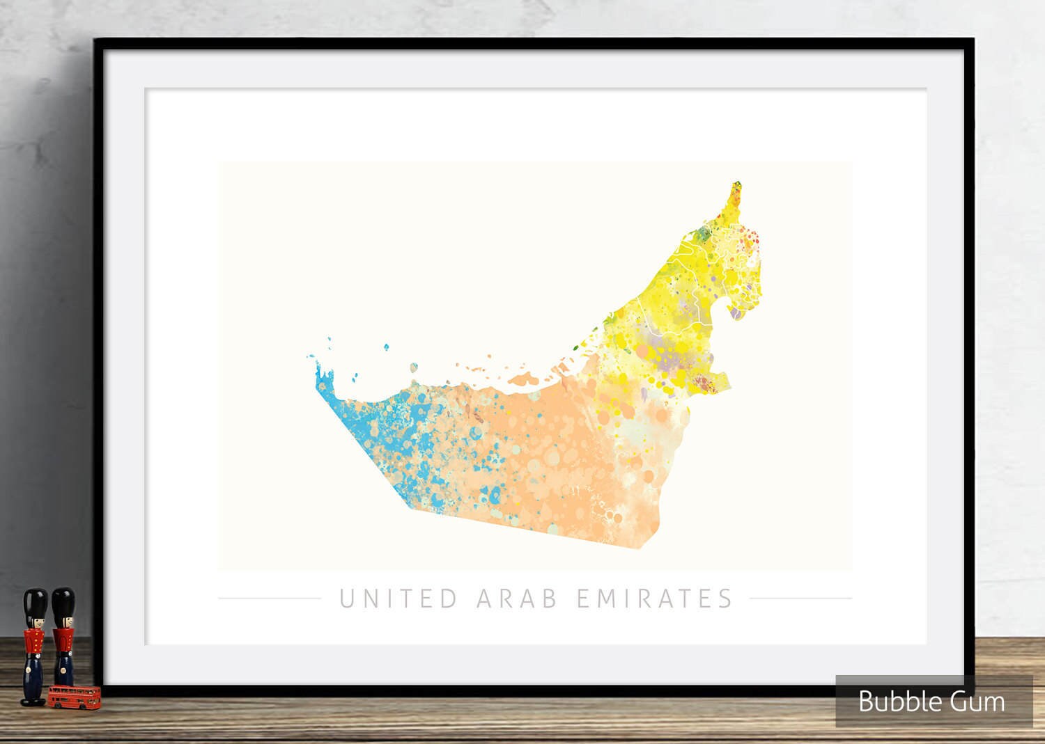 United Arab Emirates Map Country Map Art Print Watercolor | Etsy