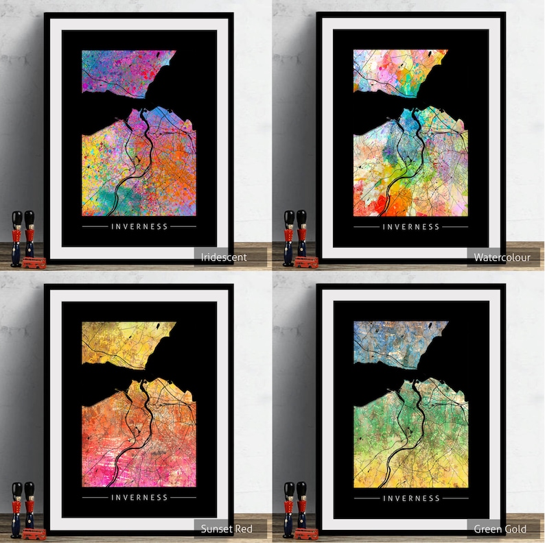 Inverness Map City Street Map of Inverness England Art - Etsy