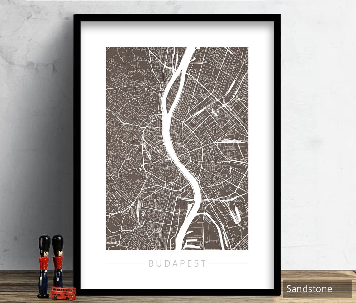 Budapest Map - City Street Map of Budapest Hungary - Art Print ...