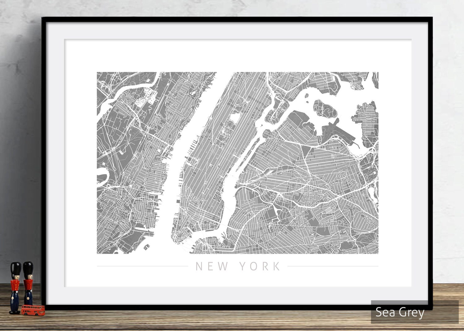 New York Map City Street Map of New York Art Print | Etsy