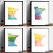 Minnesota Map State Map of Minnesota Art Print Watercolor Illustration ...