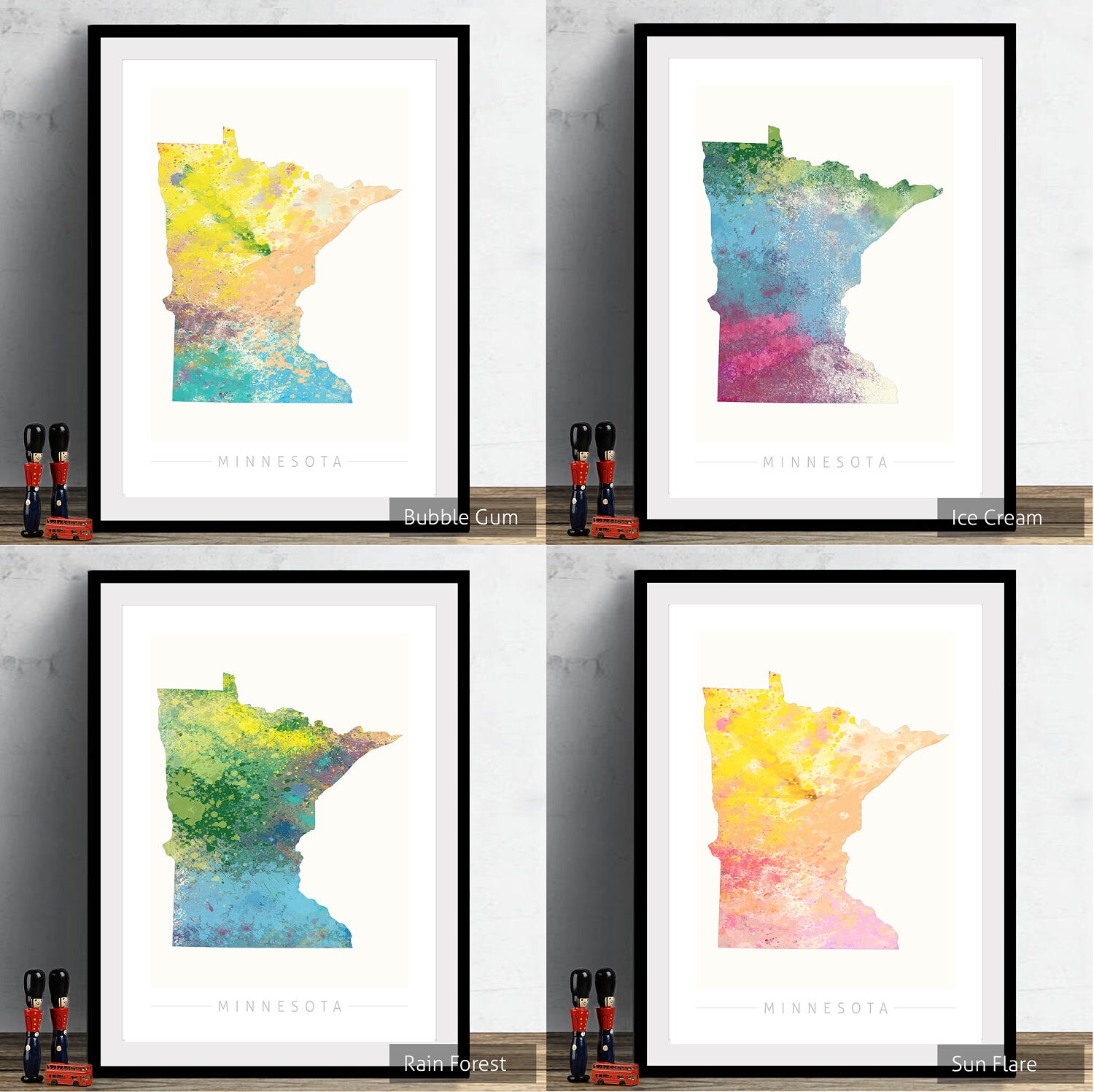 Minnesota Map State Map of Minnesota Art Print Watercolor | Etsy