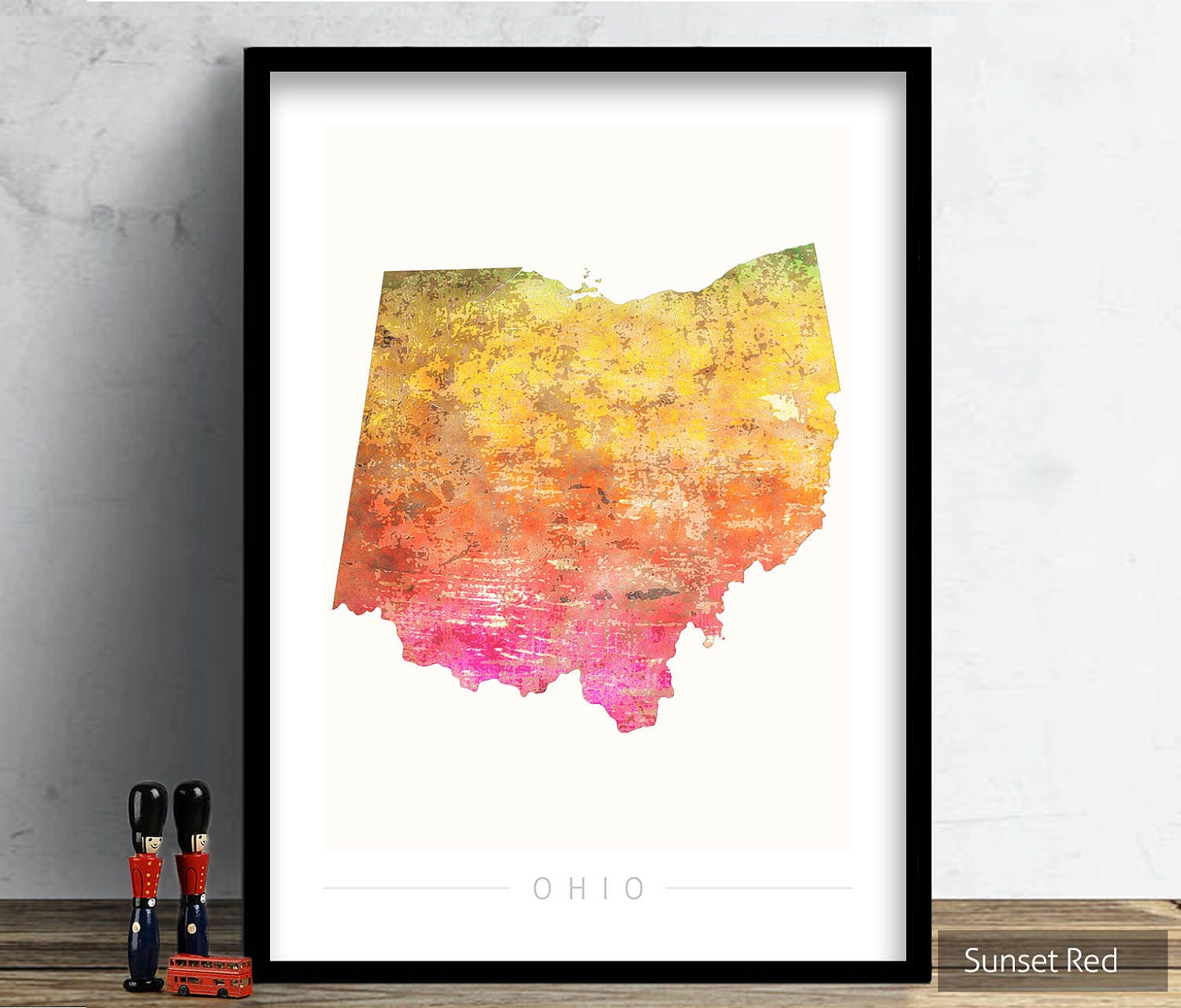 Ohio Map State Map of Ohio Art Print Watercolor - Etsy