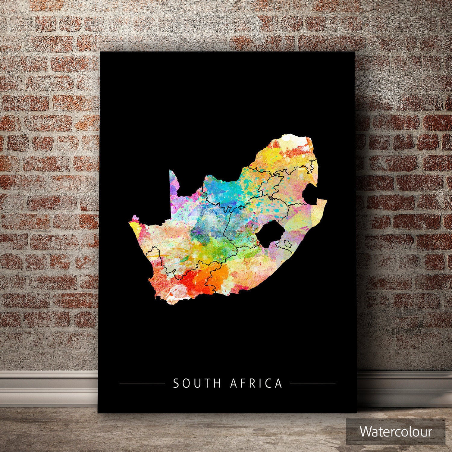 South Africa Map - Country Map of South Africa - Art Print Watercolor ...