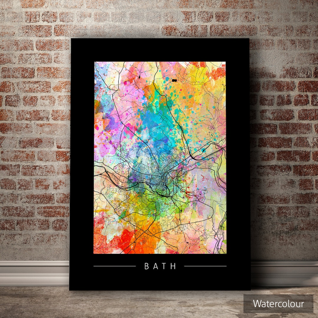 Bath Map - City Street Map of Bath, England - Art Print Watercolor ...