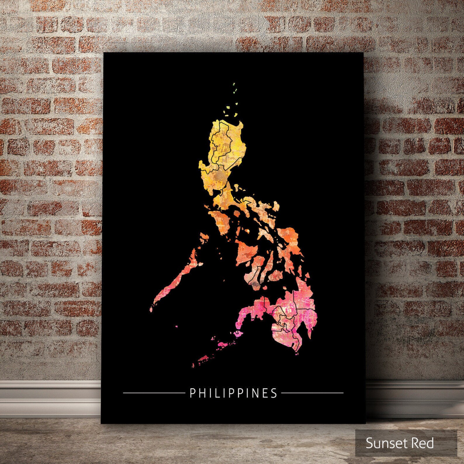 Philippines Map - Country Map of the Philippines - Art Print Watercolor ...