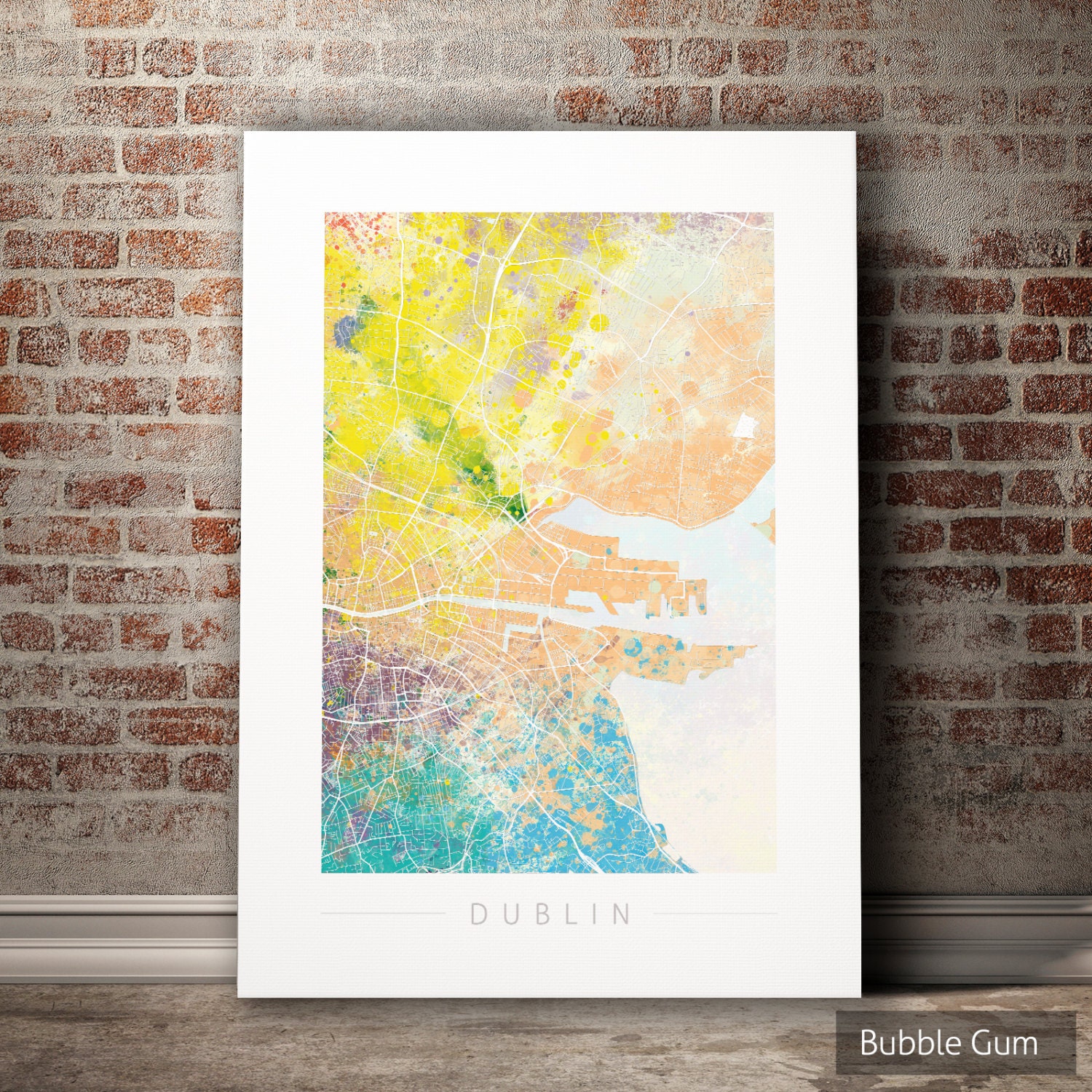 Dublin Map - City Street Map of Dublin Ireland - Art Print Watercolor ...