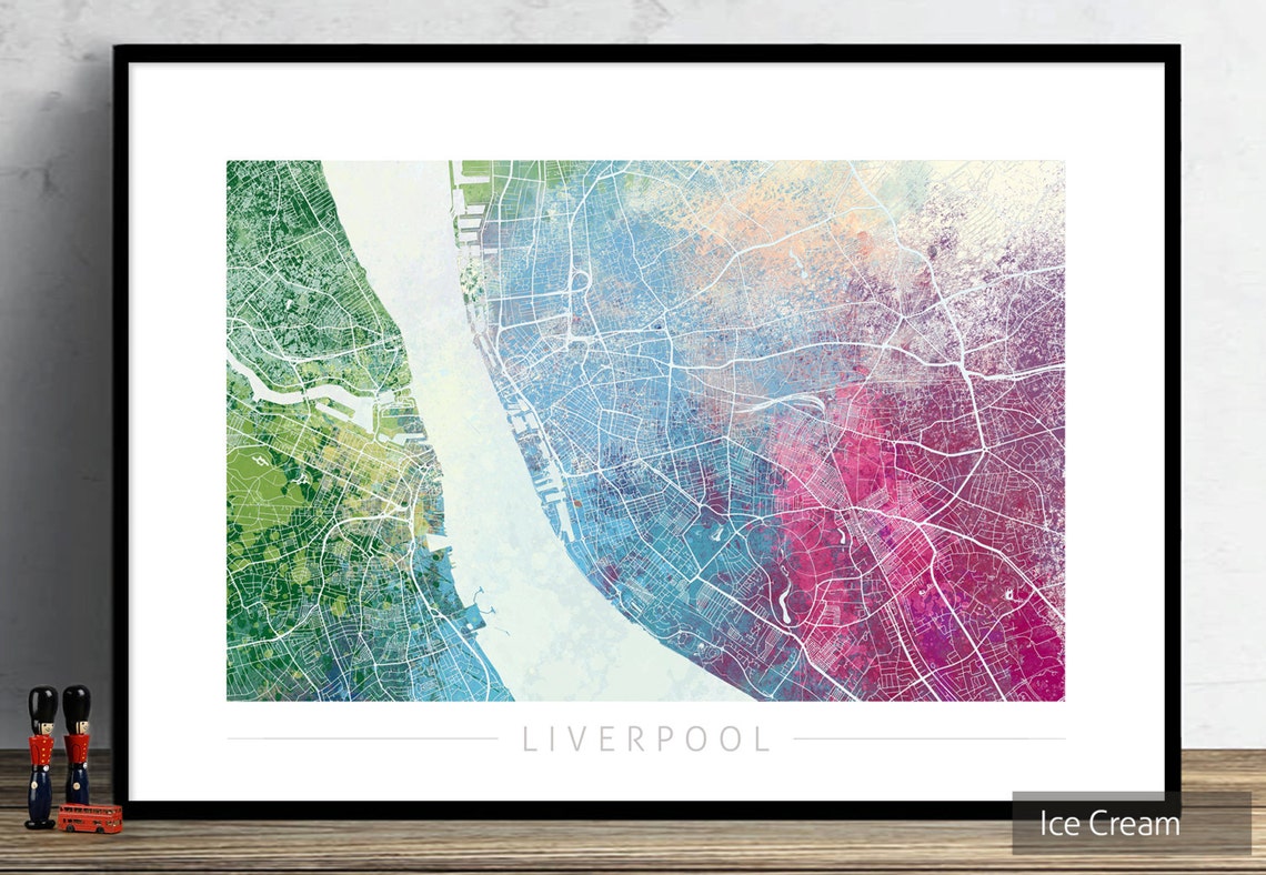 Liverpool Map City Street Map of Liverpool England UK Art - Etsy