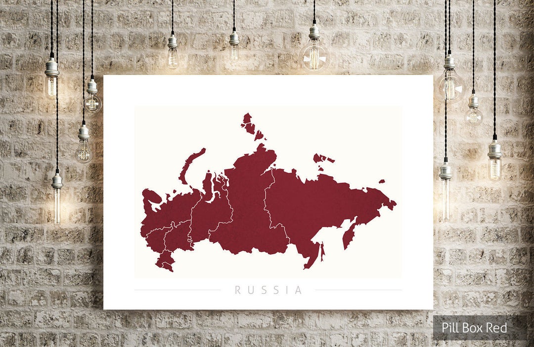 Russia Map Country Map of Russia Art Print Watercolor Illustration Wall ...