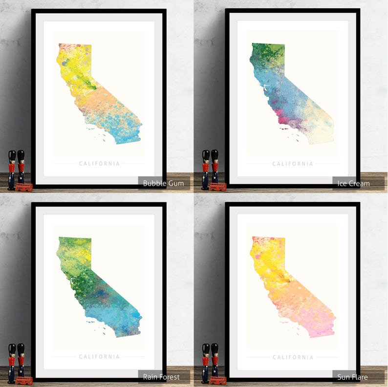 California Map State Map of California Art Print | Etsy
