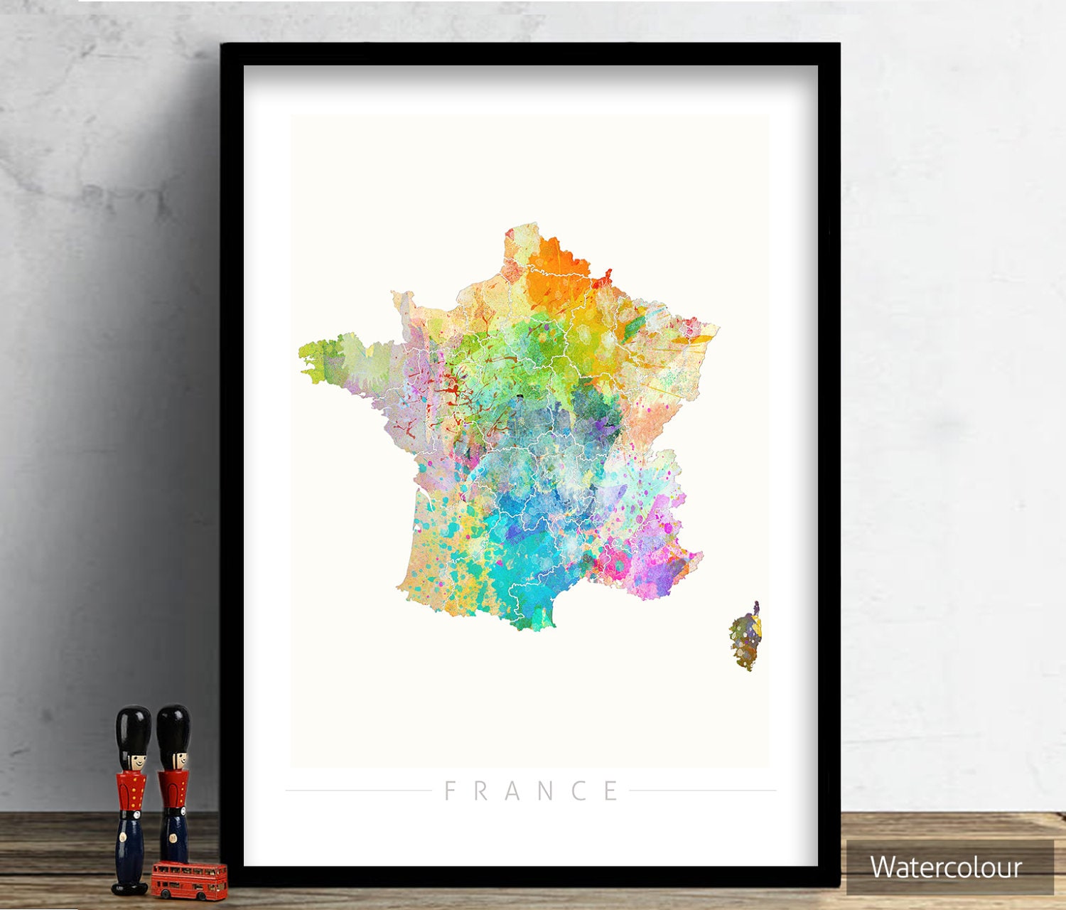 France Map Country Map of France Art Print Watercolor - Etsy