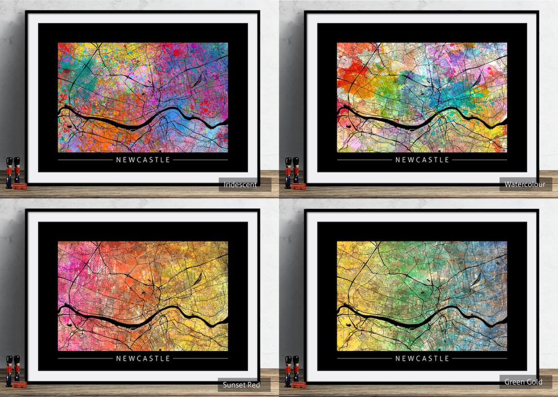 Newcastle Map City Street Map of Newcastle England Art - Etsy