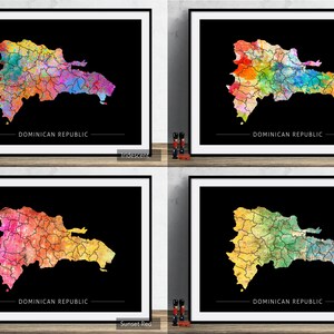 Dominican Republic Map - Country Map - Art Print Watercolor ...