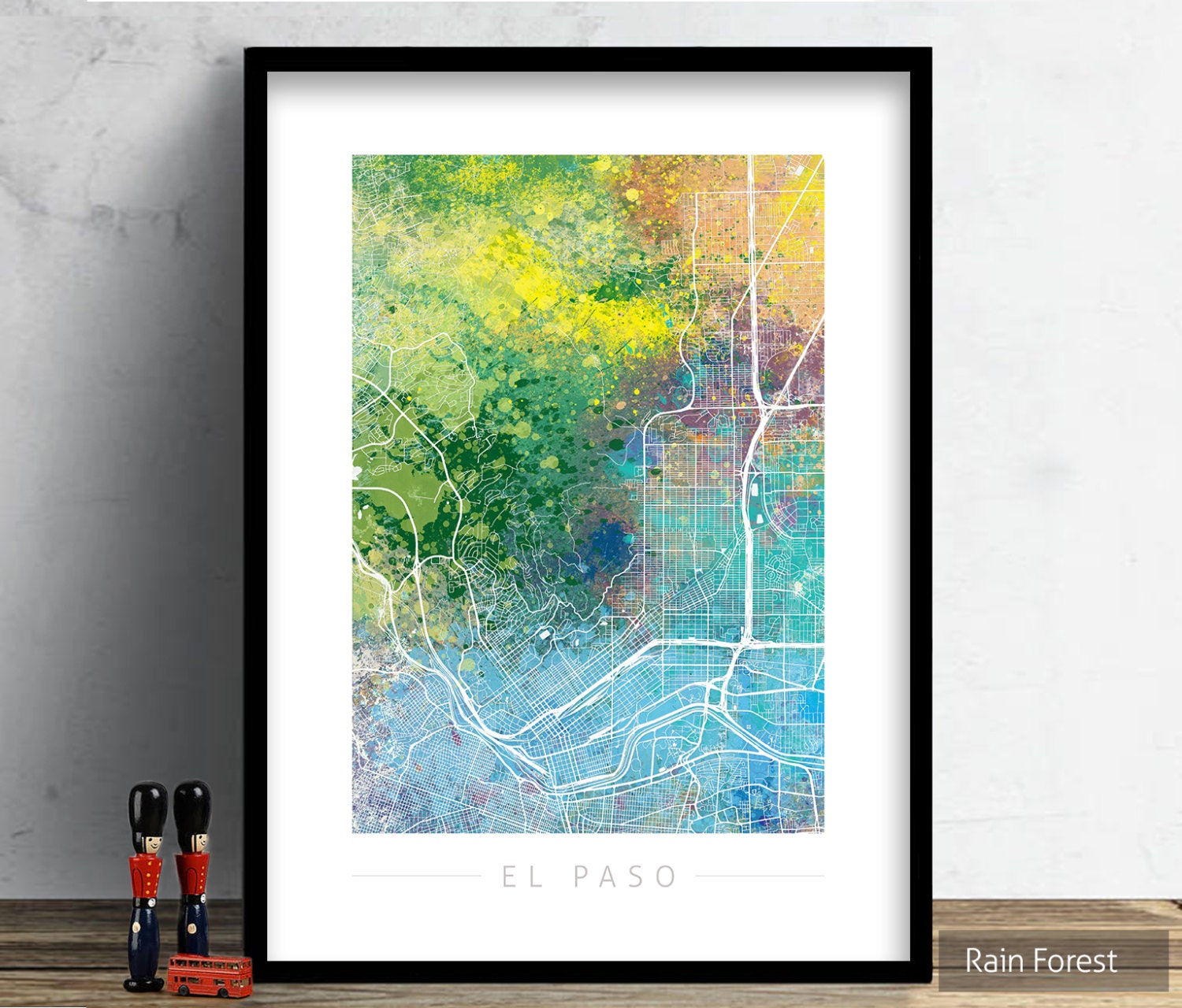 El Paso Texas Map City Street Map of El Paso USA Art Print - Etsy