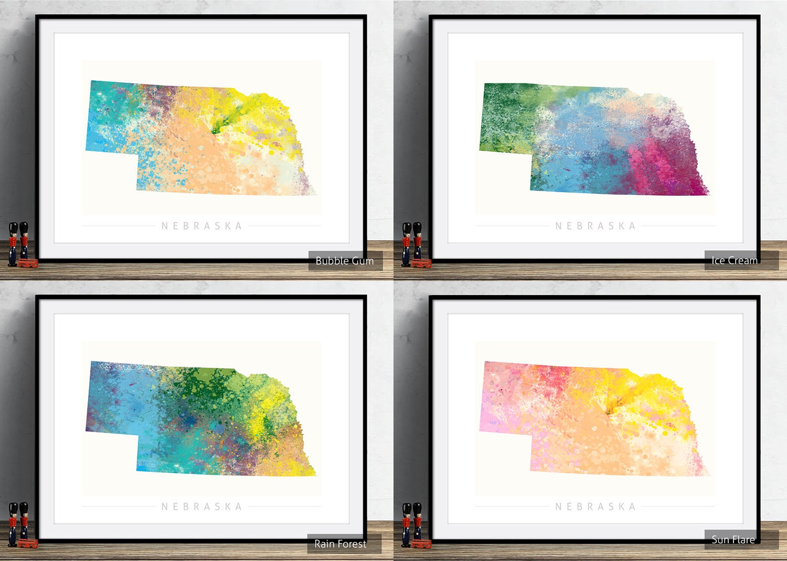 Nebraska Map State Map of Nebraska Art Print Watercolor - Etsy