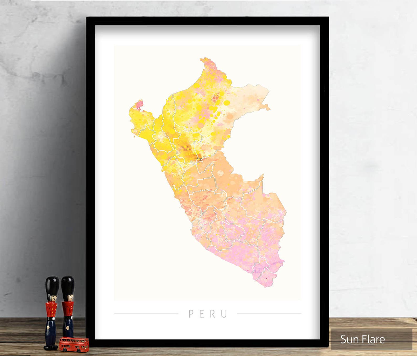 Peru Map Country Map of Peru Art Print Watercolor - Etsy UK