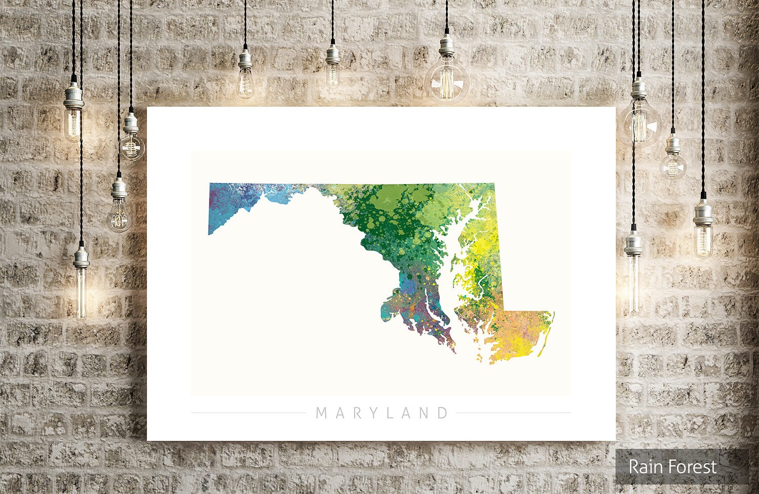 Maryland Map State Map of Maryland Art Print Watercolor | Etsy UK