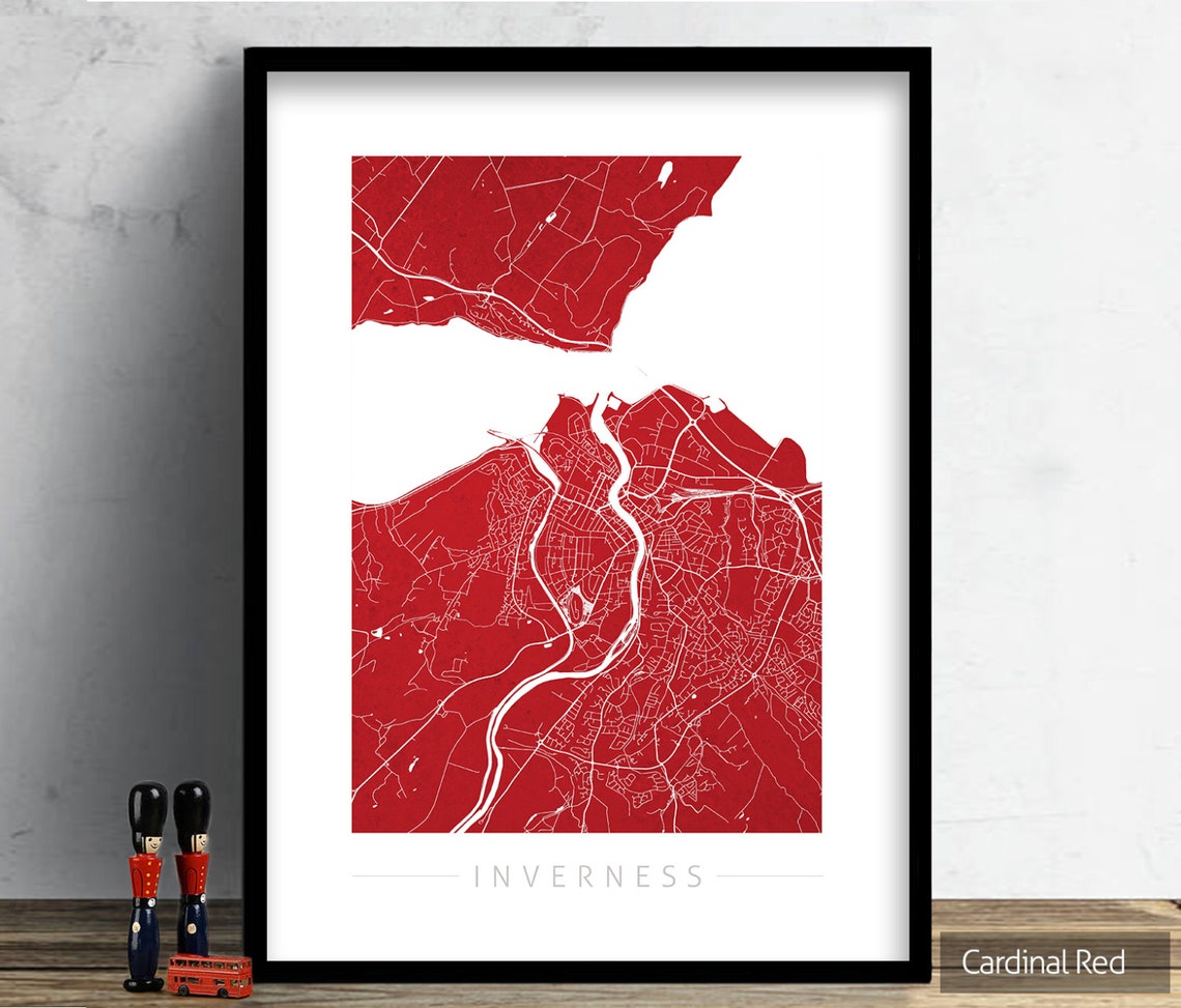 Inverness Map City Street Map of Inverness England Art | Etsy