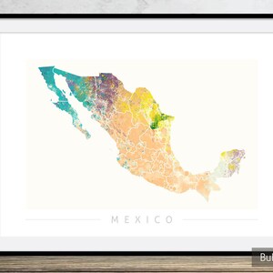 Mexico Map - Country Map of Mexico - Art Print Watercolor Illustration ...