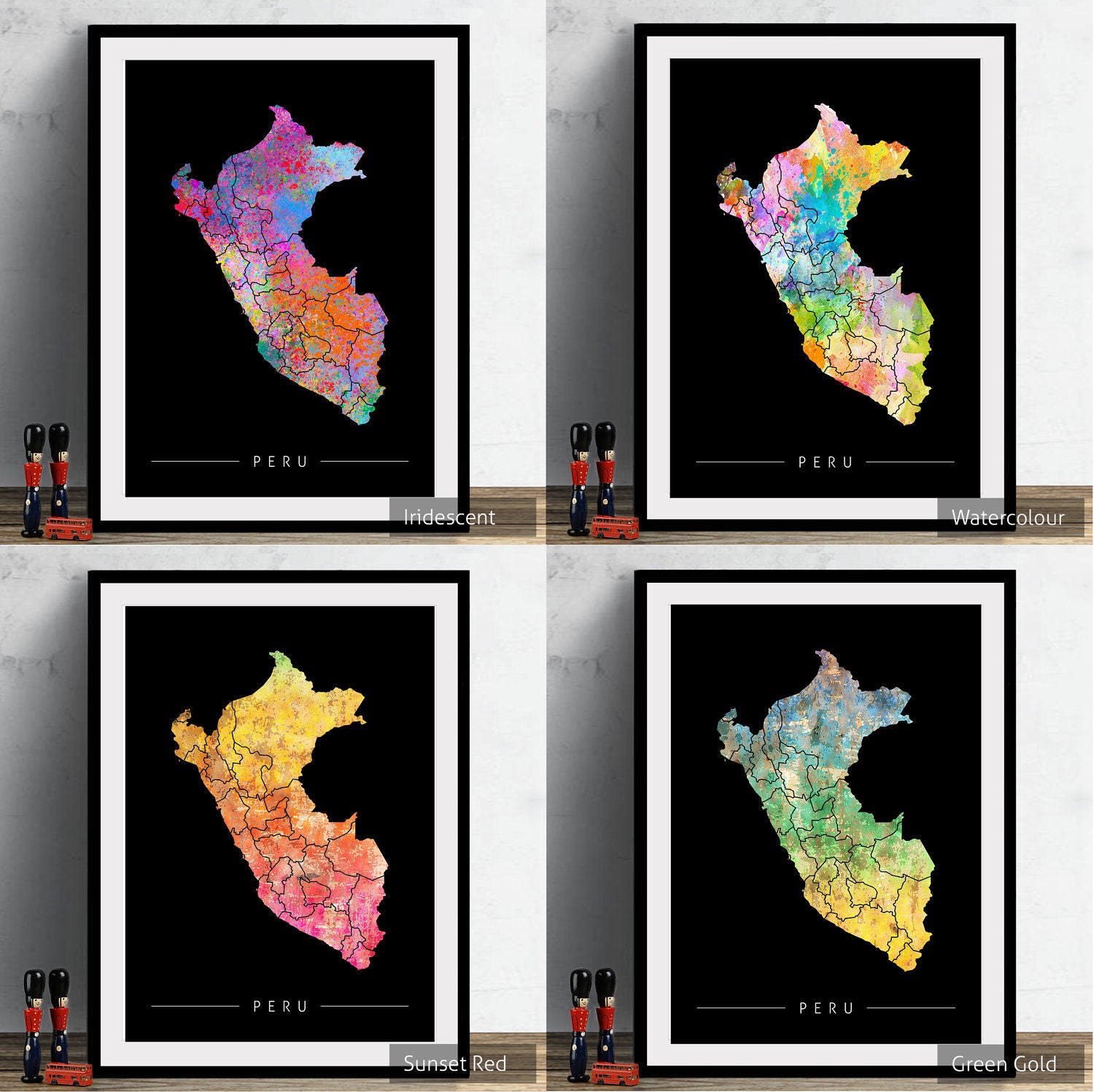 Peru Map Country Map of Peru Art Print Watercolor - Etsy