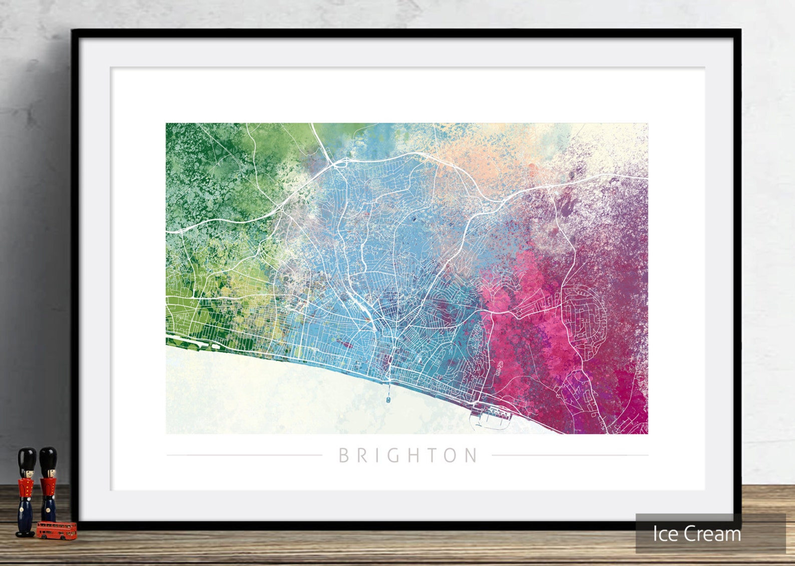 Brighton Map City Street Map of Brighton England Art - Etsy UK