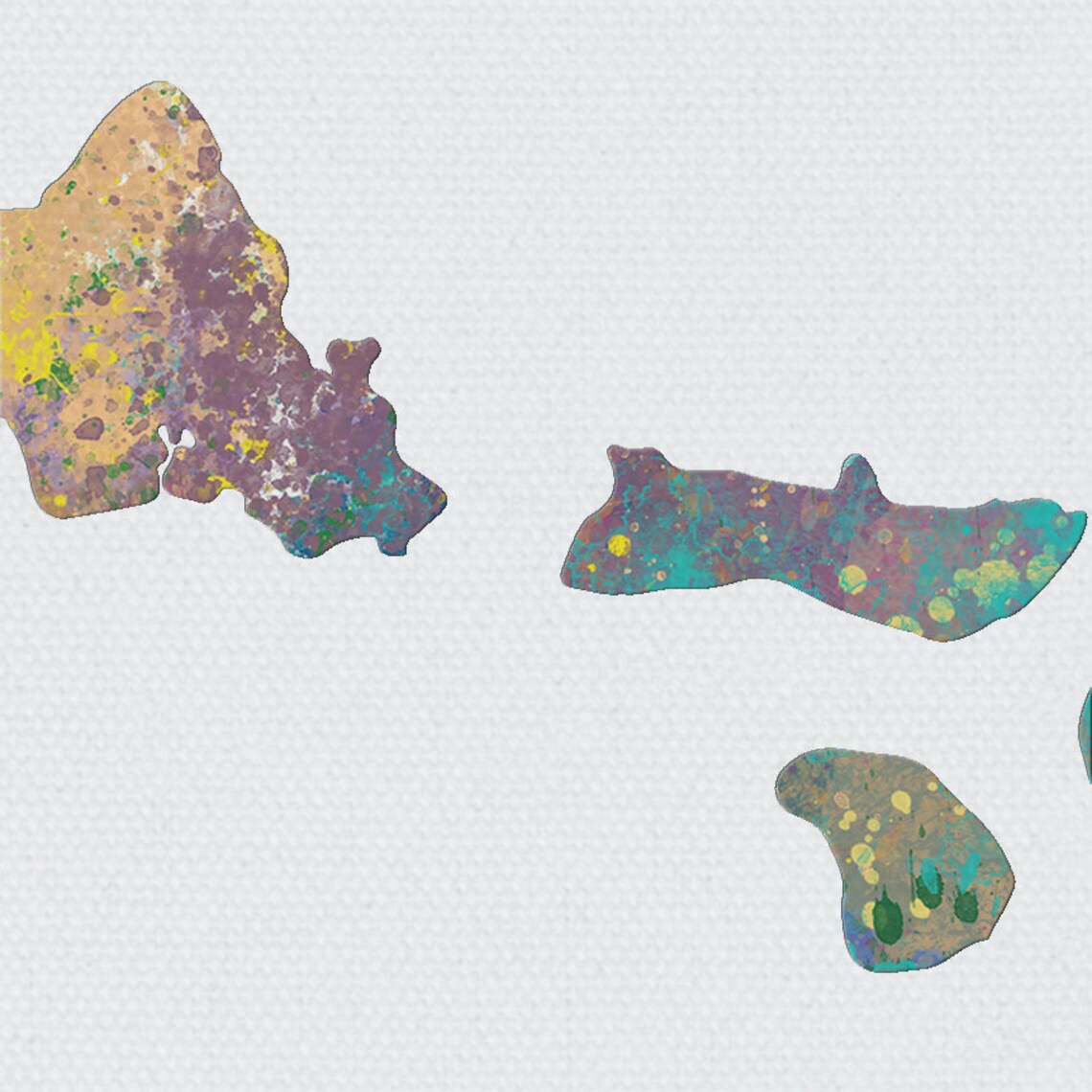 Hawaii Map Island Map of Hawaii Art Print Watercolor | Etsy