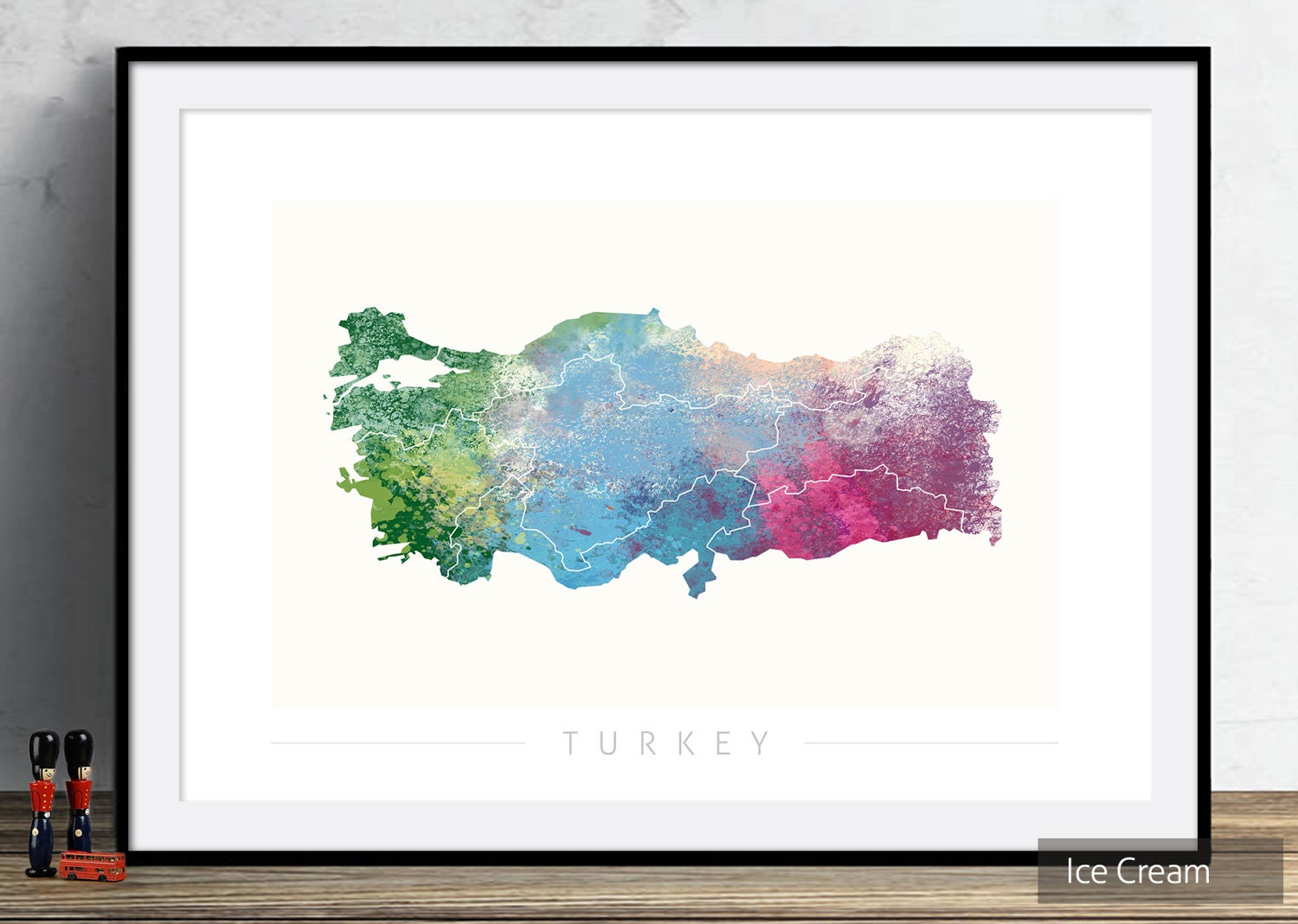 Turkey Map Country Map of Turkey Art Print Watercolor - Etsy