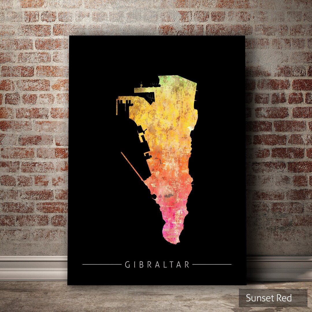 Gibraltar Map - Country Map of Gibraltar - Art Print Watercolor ...