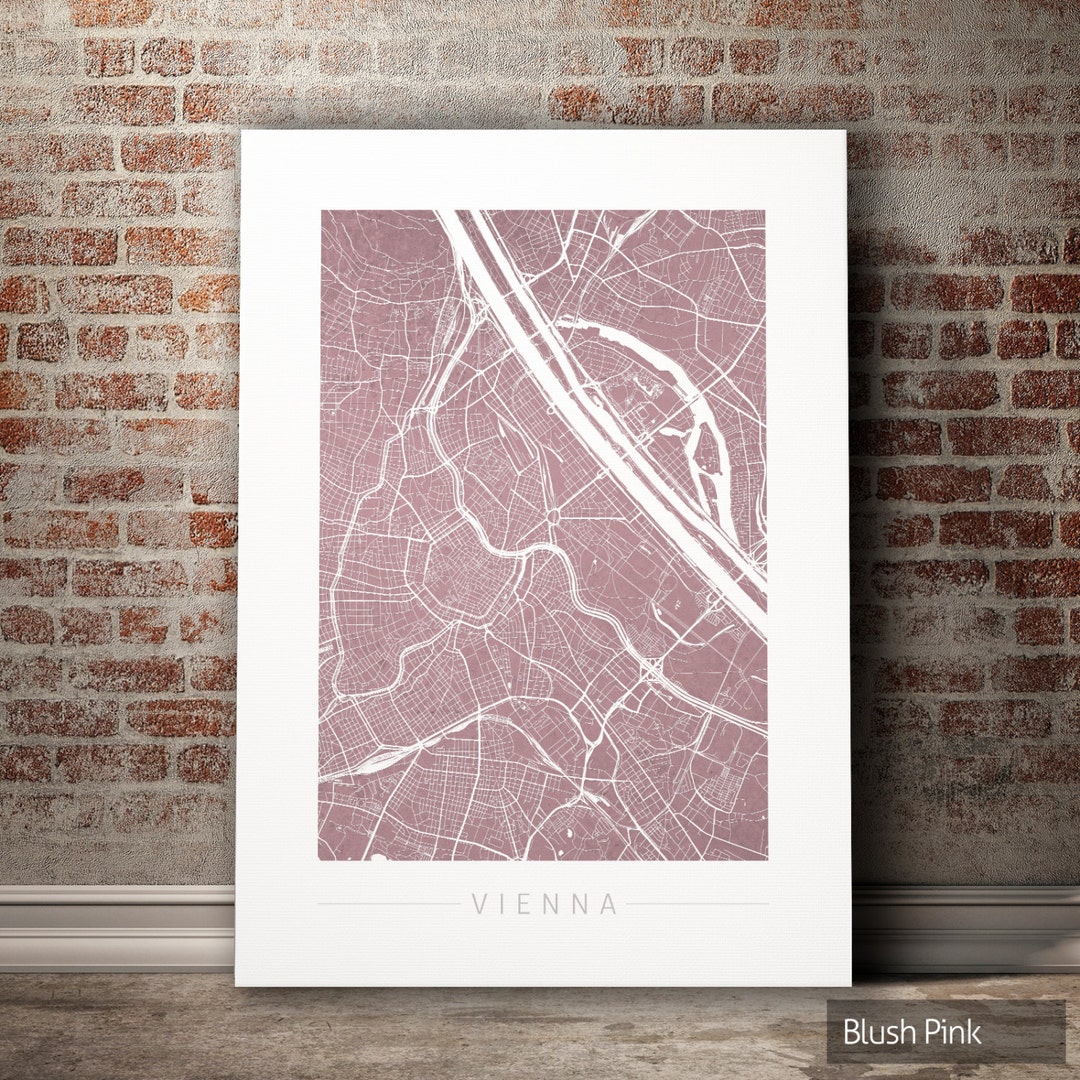 Vienna Map - City Street Map of Vienna Austria - Art Print Watercolor ...