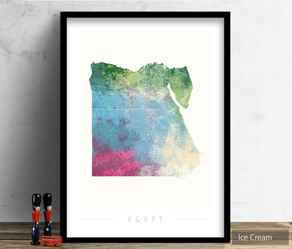 Egypt Map Country Map of Egypt Art Print Watercolor | Etsy