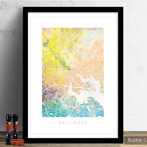 Baltimore Map - City Street Map of Baltimore, Maryland - Art Print ...