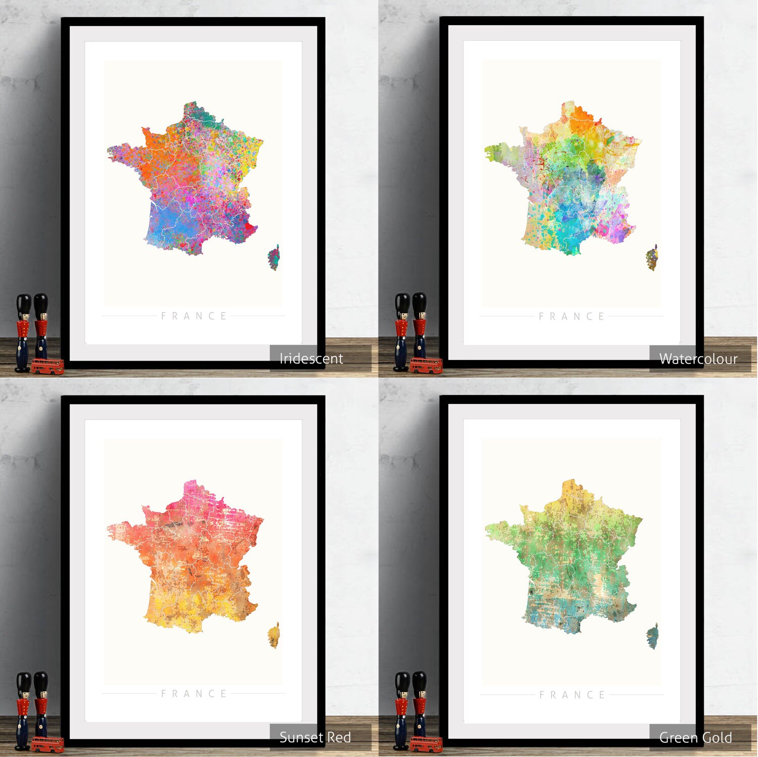 France Map Country Map of France Art Print Watercolor | Etsy