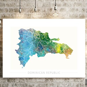 Dominican Republic Map - Country Map - Art Print Watercolor ...