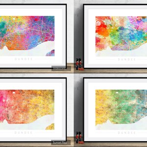 Dundee Map - City Street Map of Dundee, Scotland - Art Print Watercolor ...